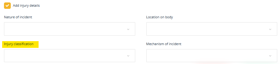 April 2024: Injury classification field