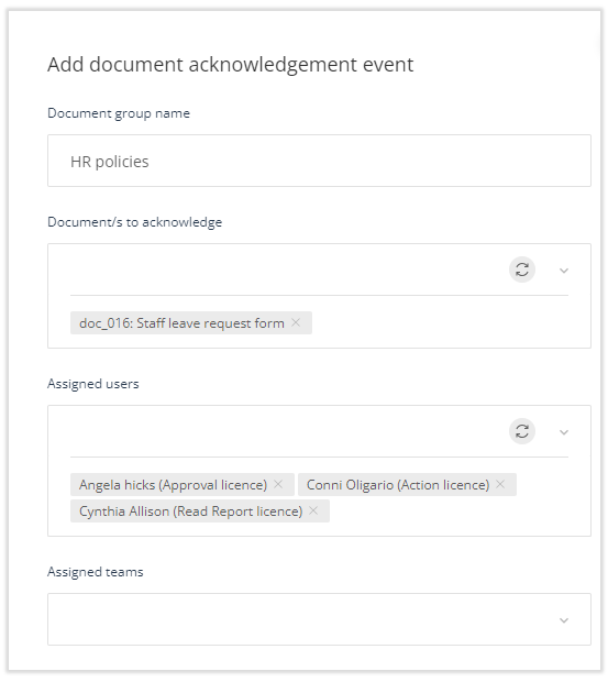 Setting up Document Acknowledgement