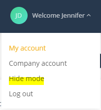 Activating Hide mode