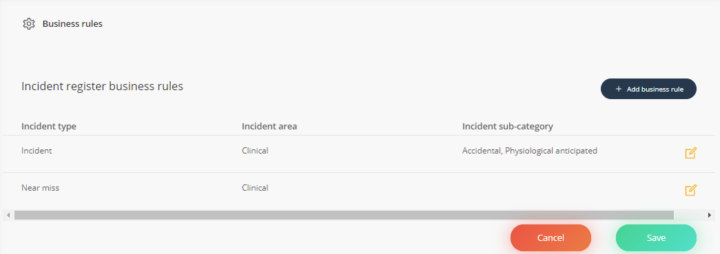 How to set business rules for reporting events